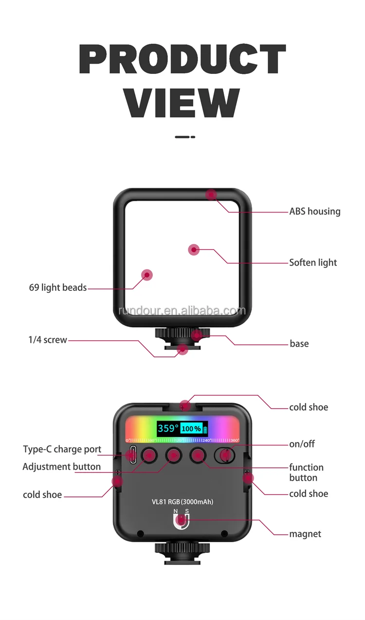 Rgb Photography Led Panel Fill Light Lamp Vl81 Pocket Selfie Lights ...