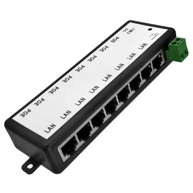 100mbps 24v 48v 8port Passive Poe Injector 8 Ports Poe Panel For Ip ...