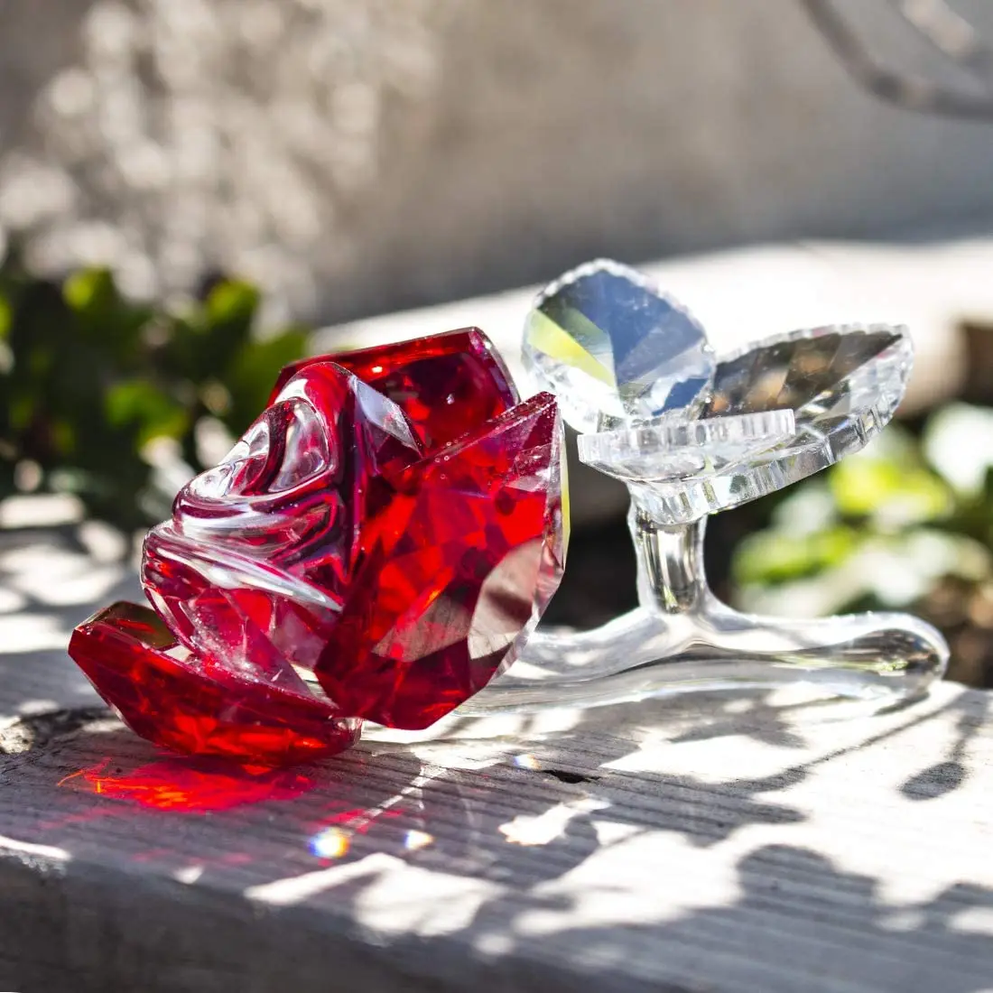 Beautiful Red Crystal Glass Rose Flower Wedding Gifts Crystal Crafts ...