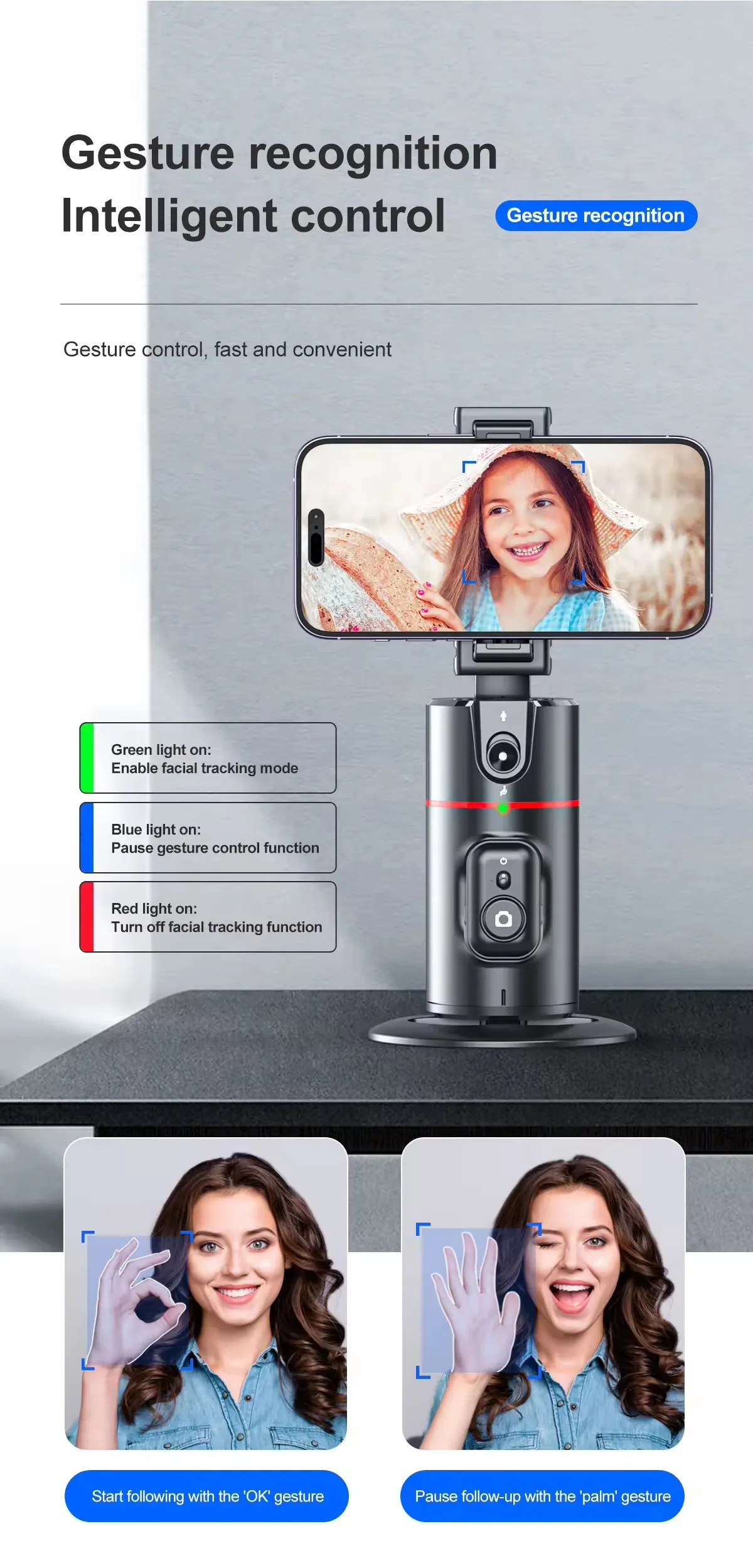 P02 Auto Face Tracking Tripod - 360 Rotation Phone Holder