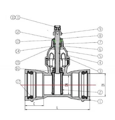 DIN DI Socket Soft Sealing Resilient Rubber Seated Ductile Iron Gate ...
