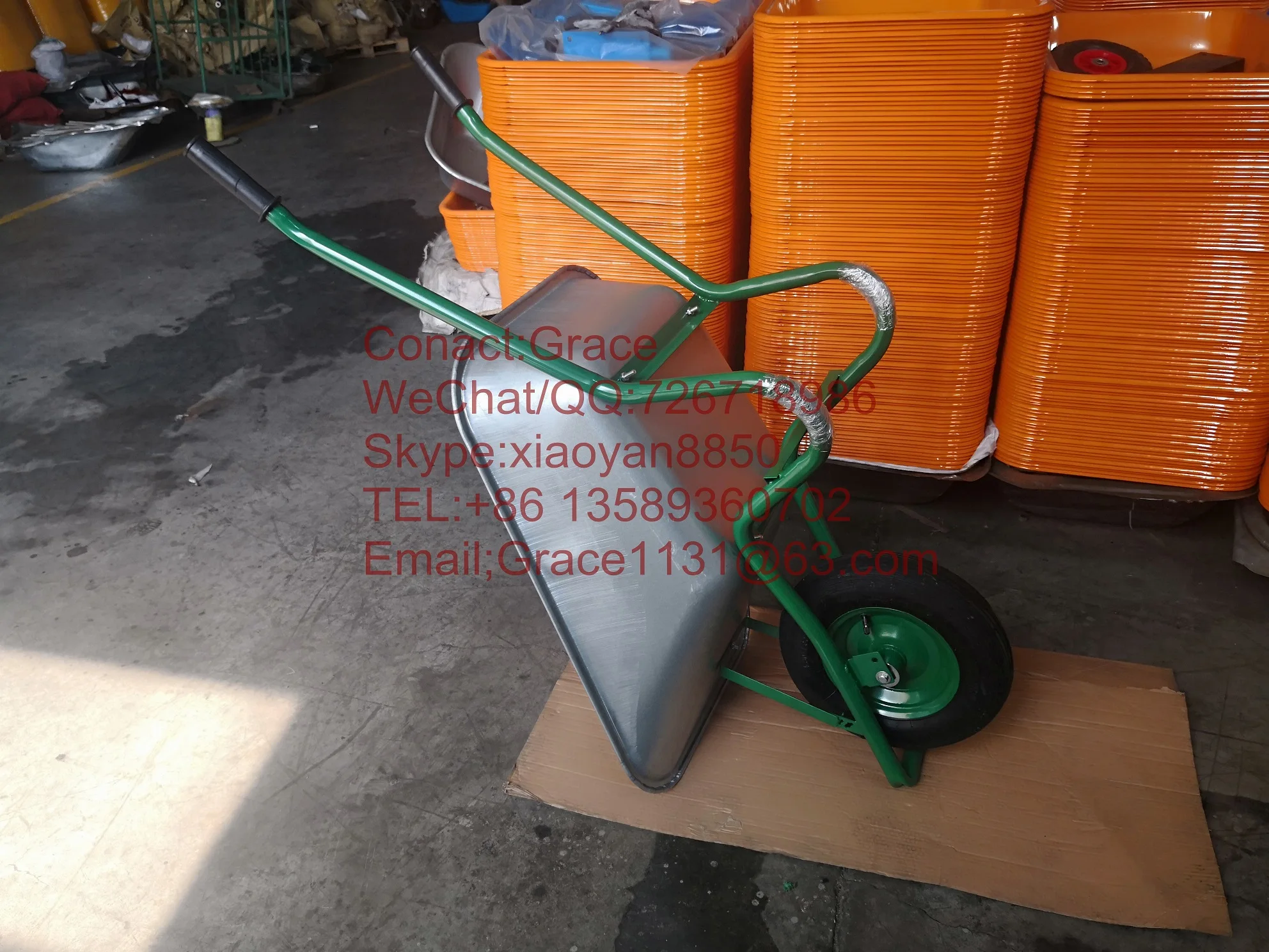 Heavy Duty 110L Max Load 200KG Galvanized Tray Wheelbarrow Metal Wheelbarrow for Construction ...
