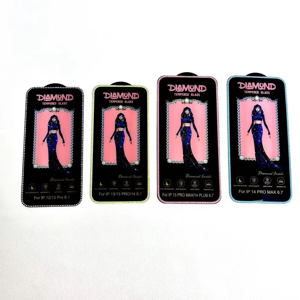 18D Airbag Diamond Screen Protector Luminous Tempered Glass for iphone ...