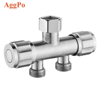 304 Stainless Steel Washing Machine Faucet Diverter One Inlet And Two ...