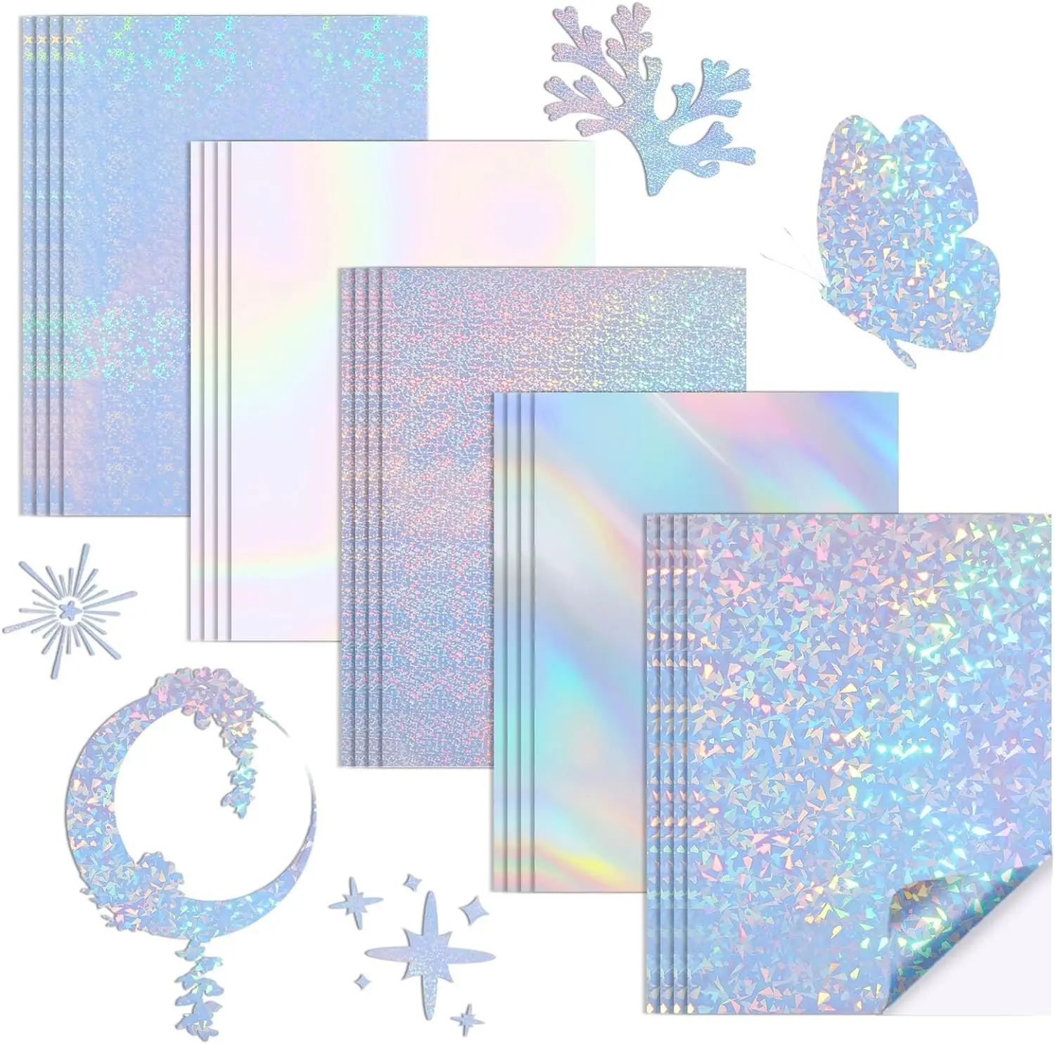 Sand Stars Holographic Sticker Paper A4 Size Glitter Clear Glitter ...