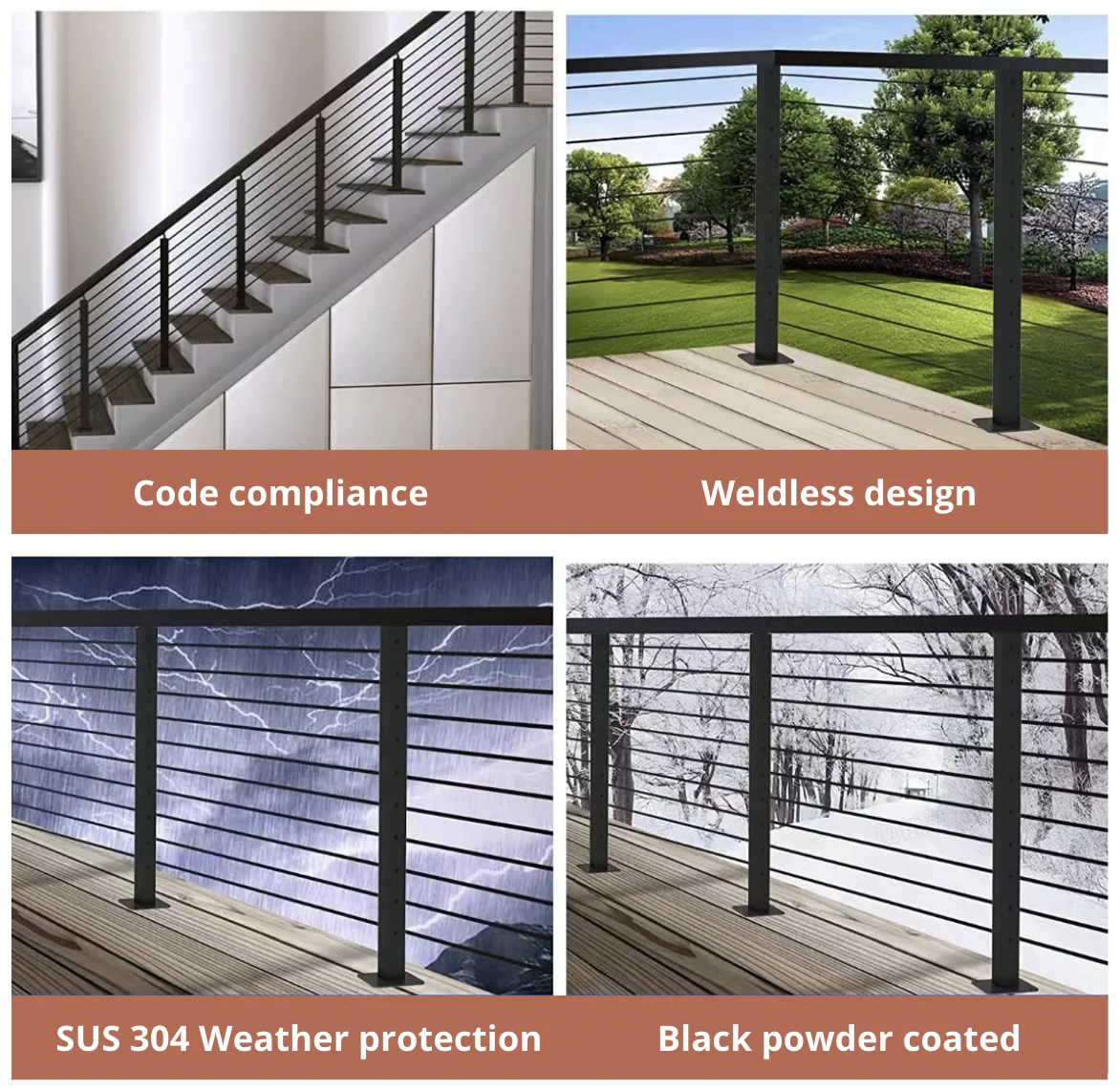 Low Maintenance Cable Railing System Outdoor Balcony Wire Stairs ...