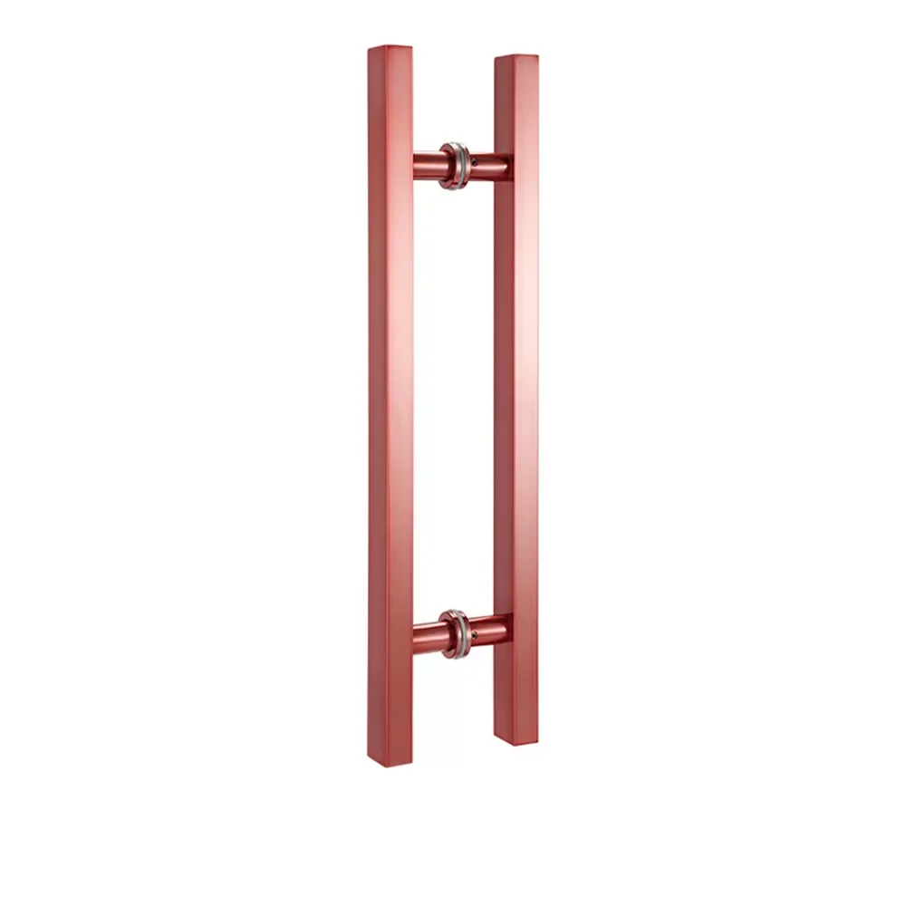 Modern Luxury H Shape Square Tube Stainless Steel Glass Entrance Door ...
