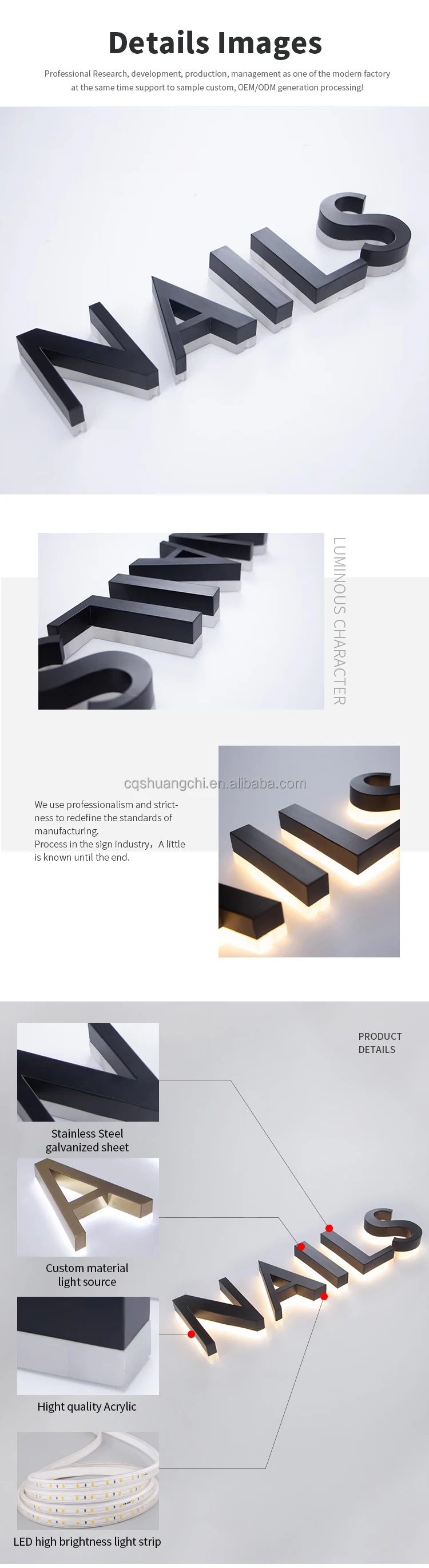 Lumineuse Characters Open Stainless Steel Backlit Led Acrylic 3d ...