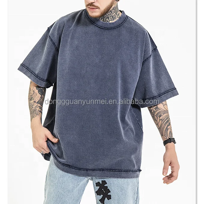 Custom Screenprint Print Logo Oversized Tshirt Stonewash T Shirt 280gsm ...