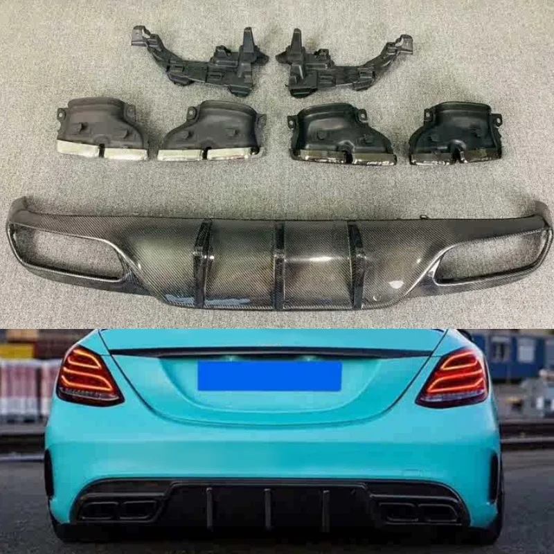 Carbon Fiber W205 Rear Bumper Diffuser Kit for Mercedes Benz Coupe W205 ...
