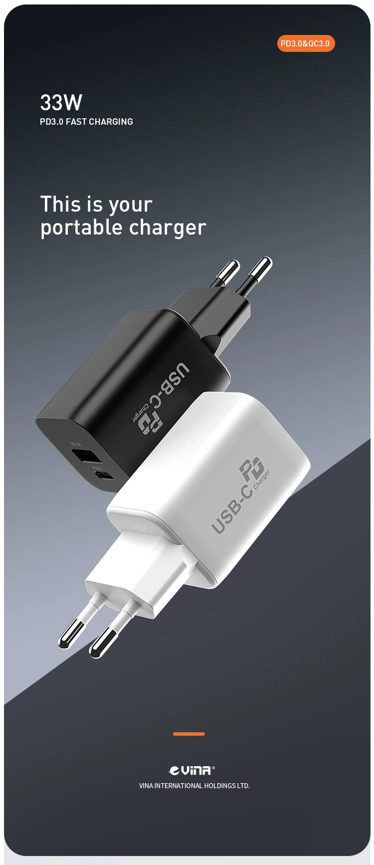 33w Pd Qc Wall Chargers Dual Ports Usb Pd Charger For Iphone Pro Max ...