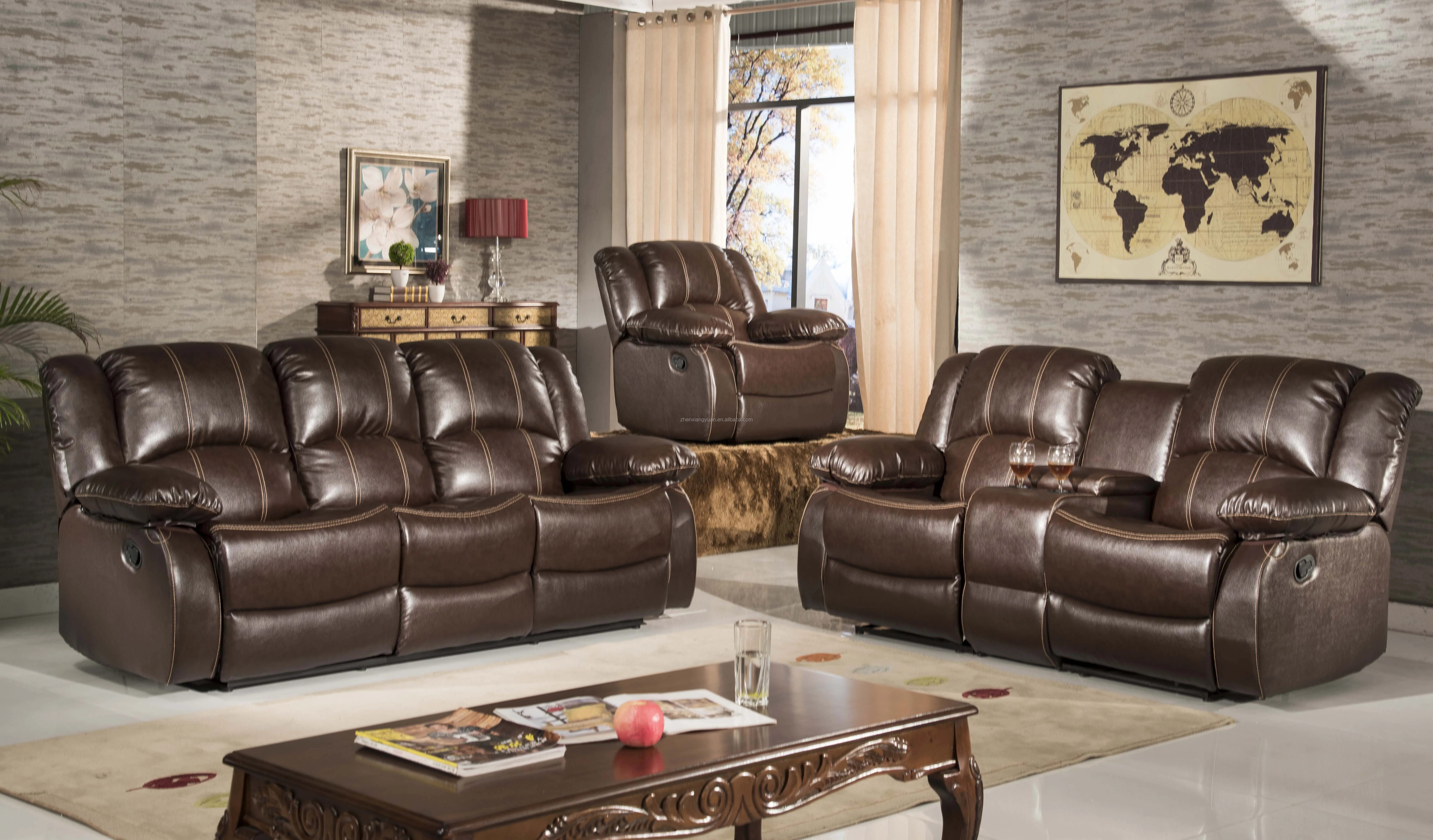 Modern Motion Sofa Set Leather Air Recliner Sofa Set Upholstery ...