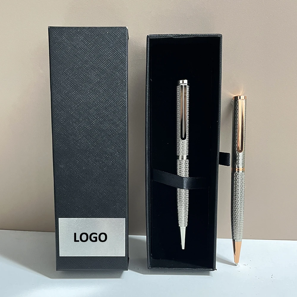 Luxury VIP Gift Pen Set Custom LOGO Engrave Silver Chrome Color Metal ...