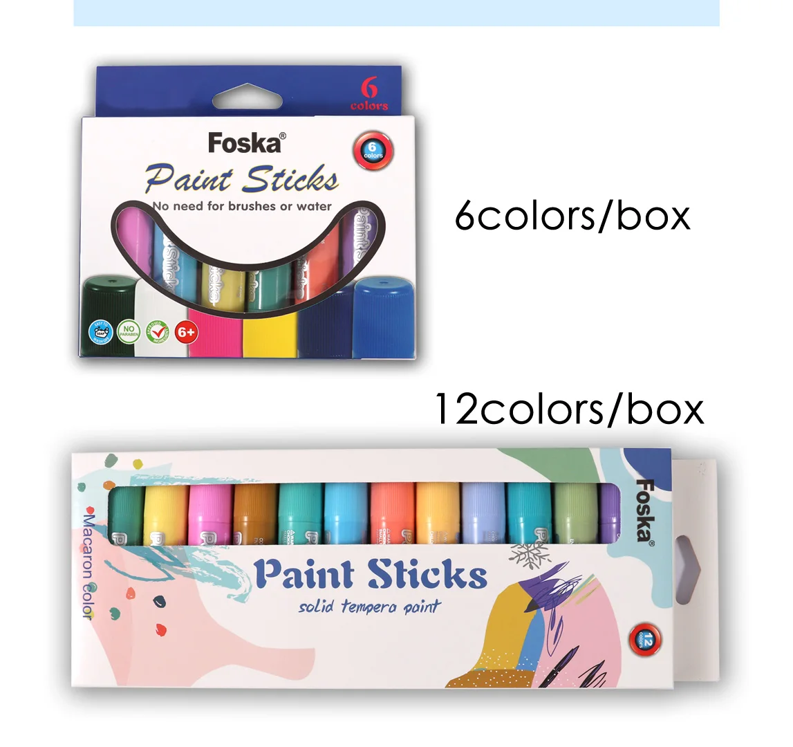 Foska Macaron Color Paint Crayon - 6/12 Colors for Drawing
