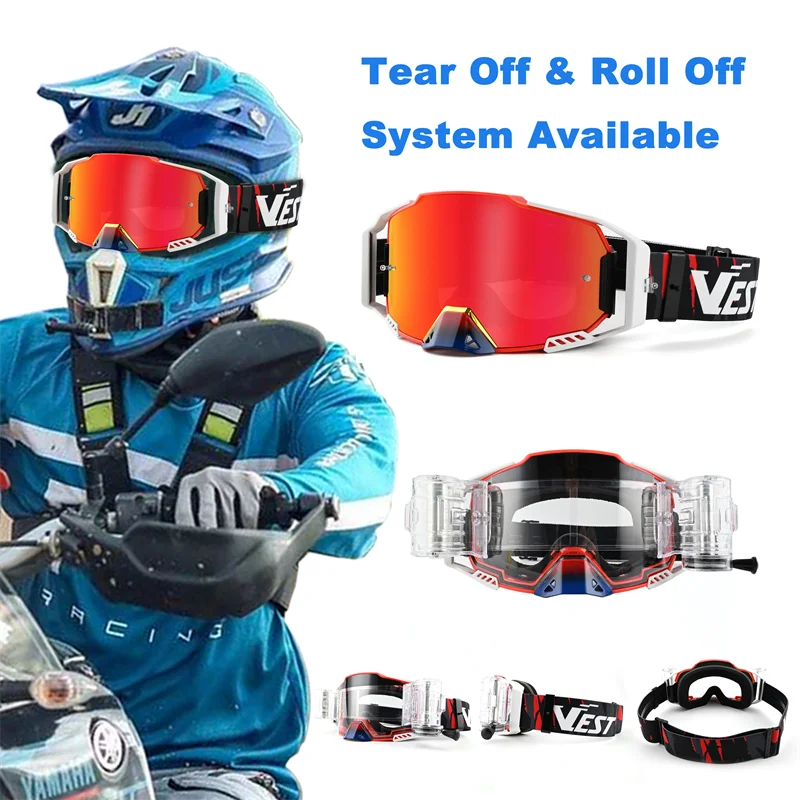 Mirrored Adjustable Strap Motorcycle Goggles for Motocross & OEM