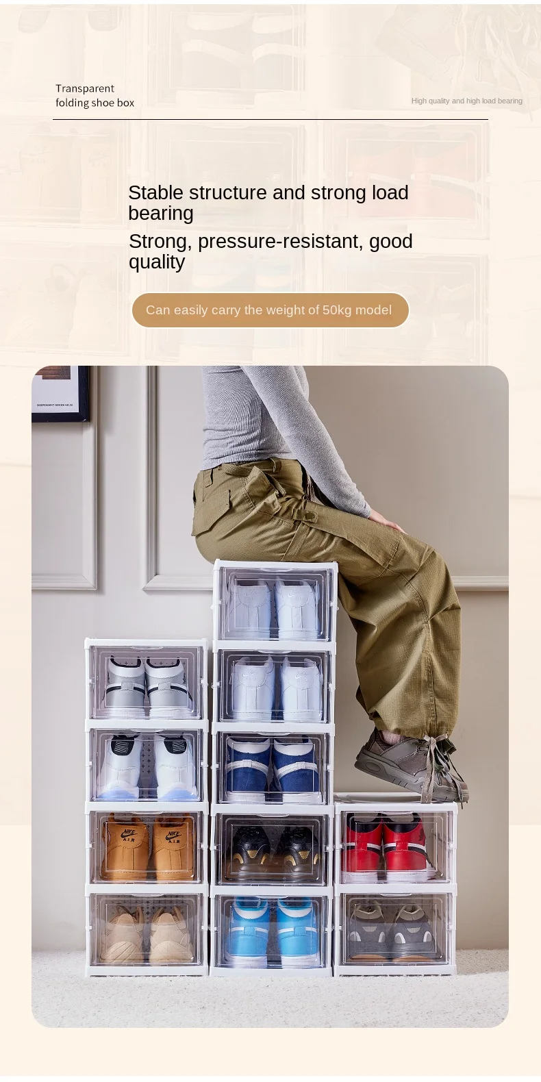 Installation Free Shoe Box Storage Box Transparent Shoes Multi Layer ...