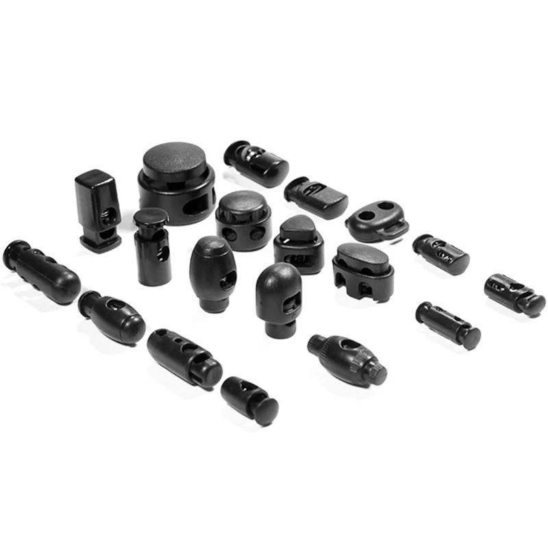 Black Pig Nose Rope Plug Adjustable Plastic Spring Stoppers Barrel ...