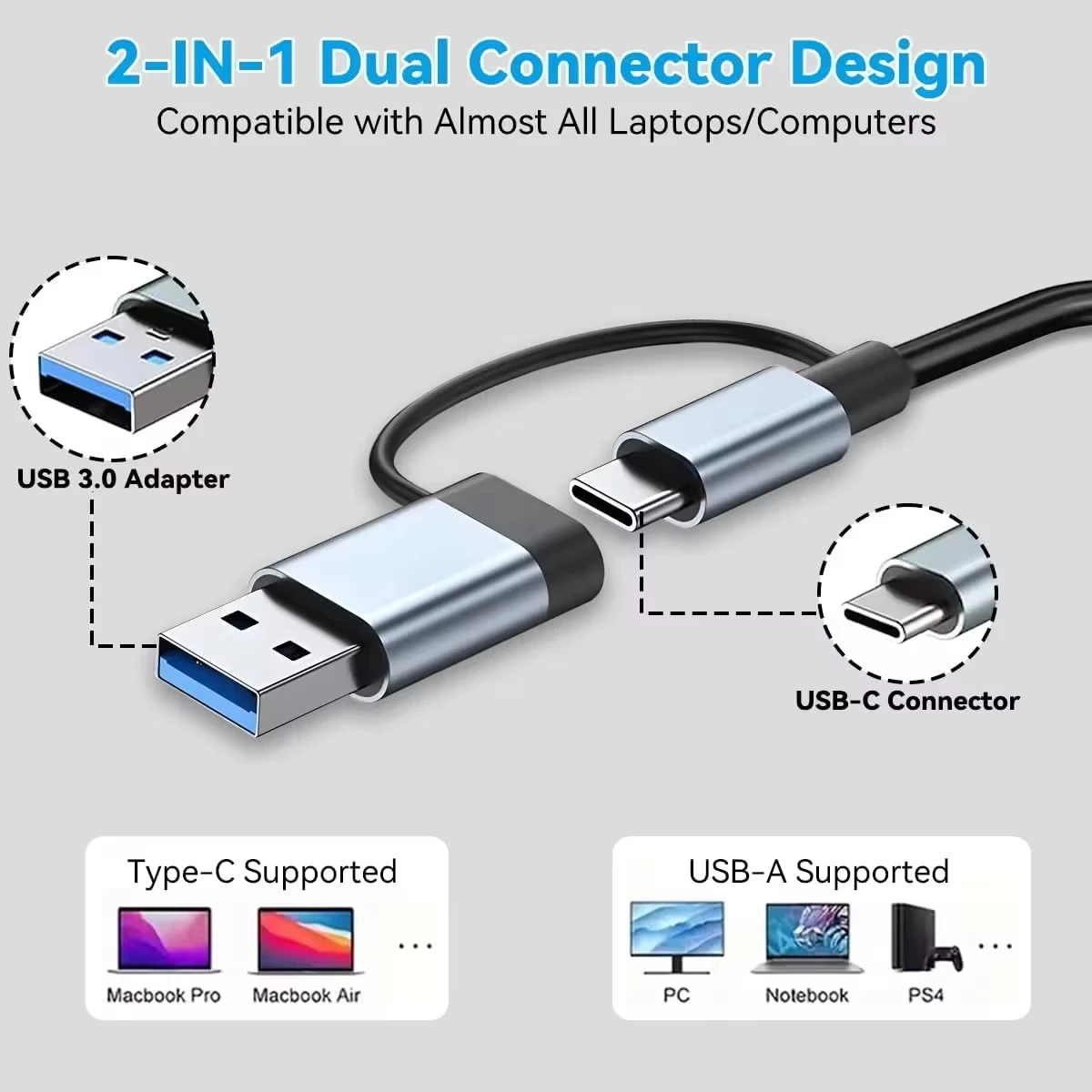 8 in 1 USB Hubs Multiport Dock - Efficient Data Transfer