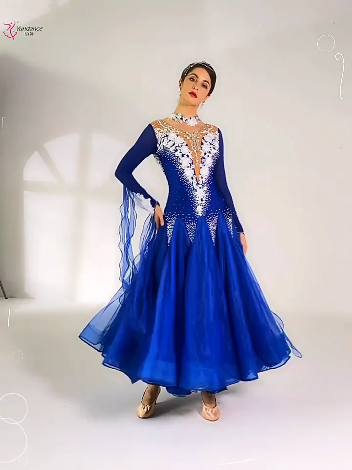 B-19612 Customize Blue International Standard Ballroom Dance Dress ...