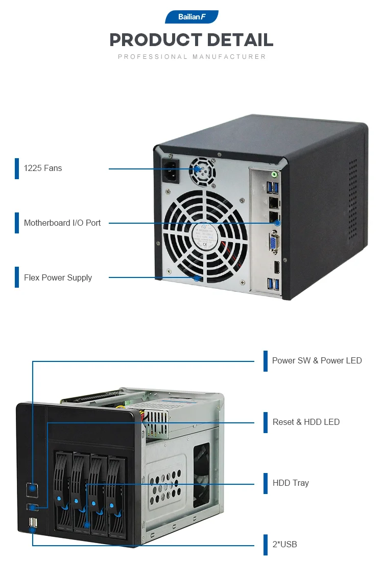 Mini ITX NAS Storage Server - 4 Bays, 4G DDR3, 16G MSATA