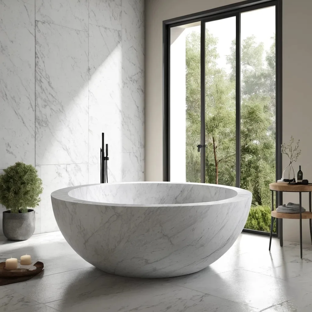 SH Stone Luxury Custom-made Arabescato Marble Modern Oval Bathtub ...
