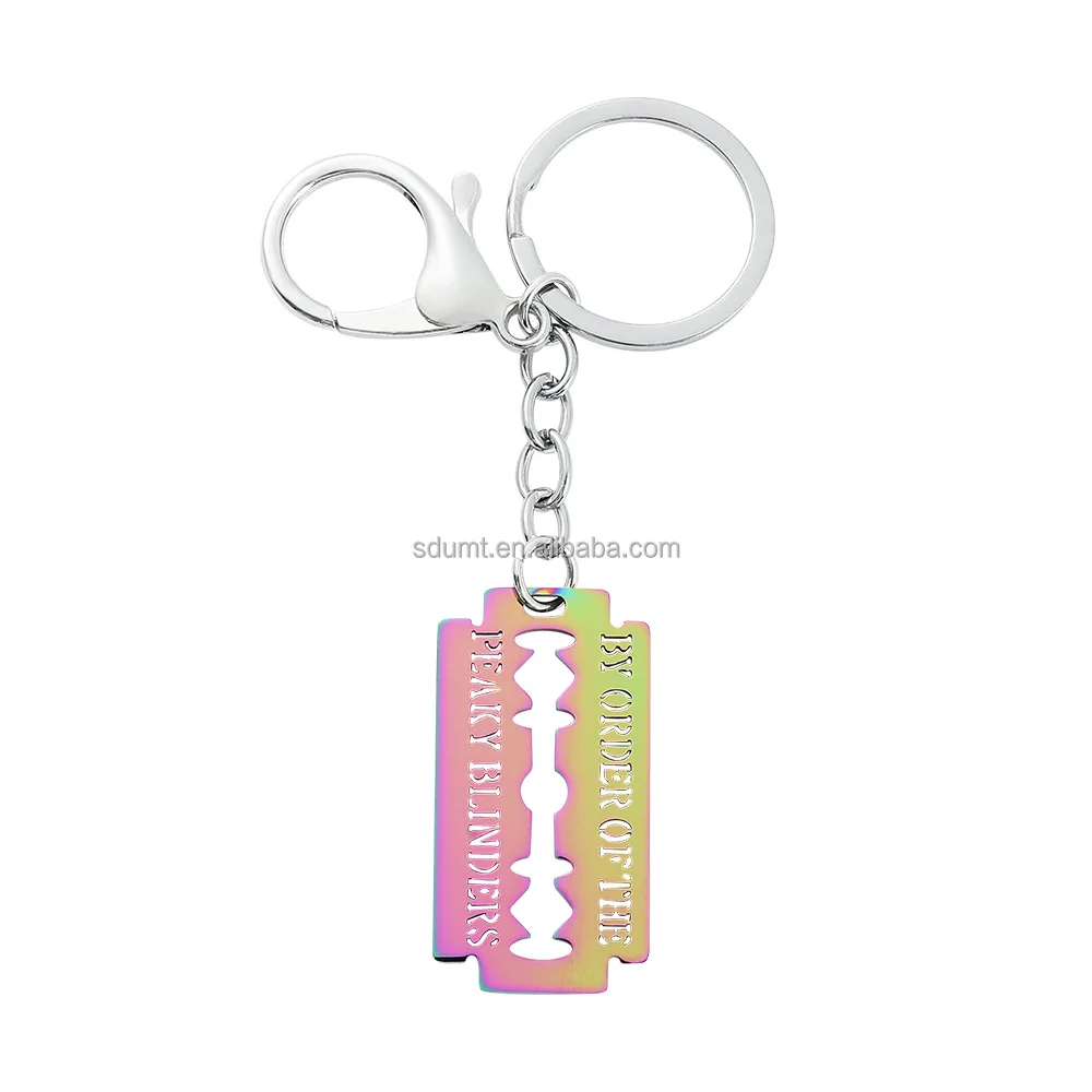 Key Chain Stainless Steel Plain Blade Pendant Keychain Stamped Text ...