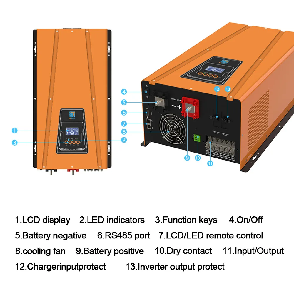 Factory Price Inverter 12v/ 12 V 48v 220v 6000w/6000 W Offgrid Solar ...