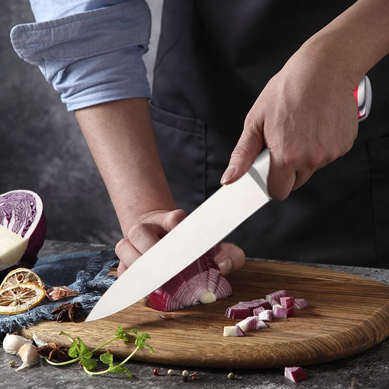 9 Pcs Pink Colorful Kitchen Knife Set With Abs Acrylic Stand For Color ...