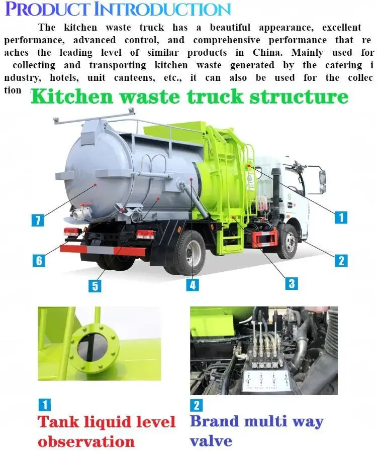 Dongfeng Cummins Engine 4x2 Kitchen Waste Collection Vehicle Customized ...