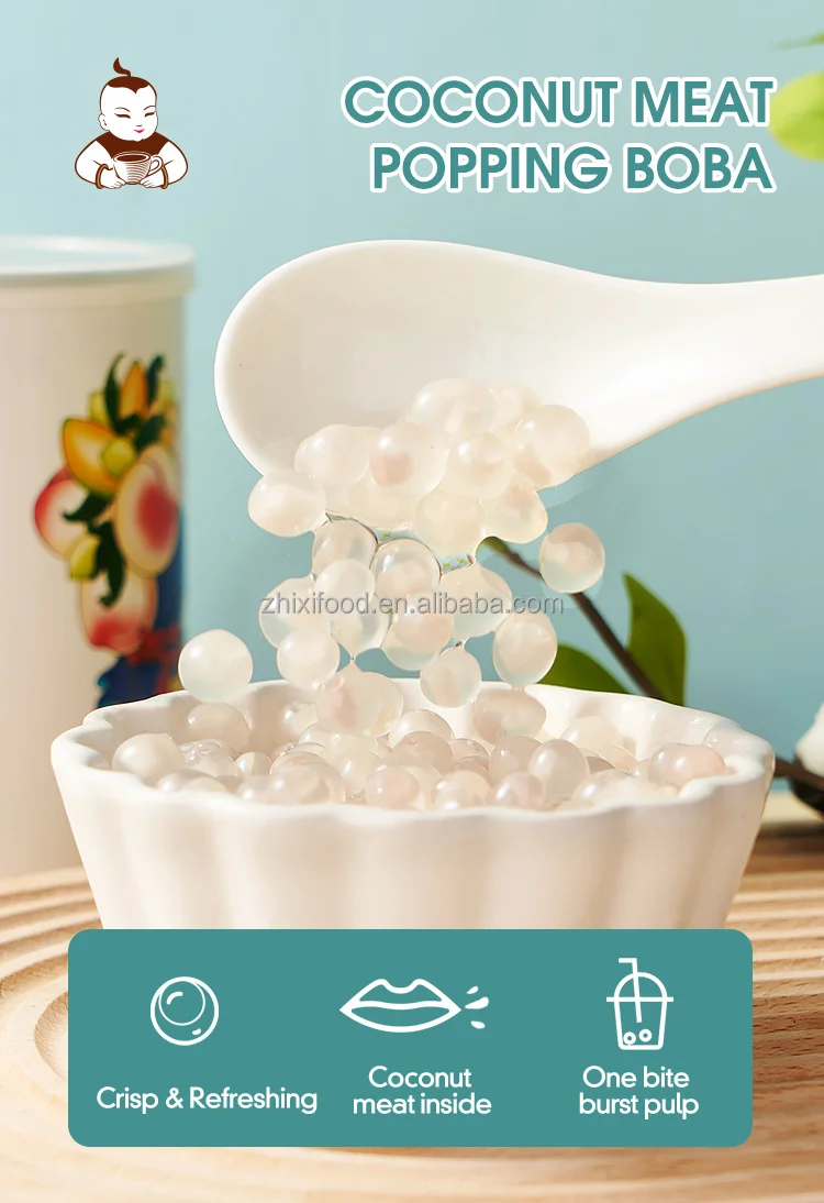 2022 New Bubble Tea Toppings Coconut Popping Boba With Coconut Meat ...