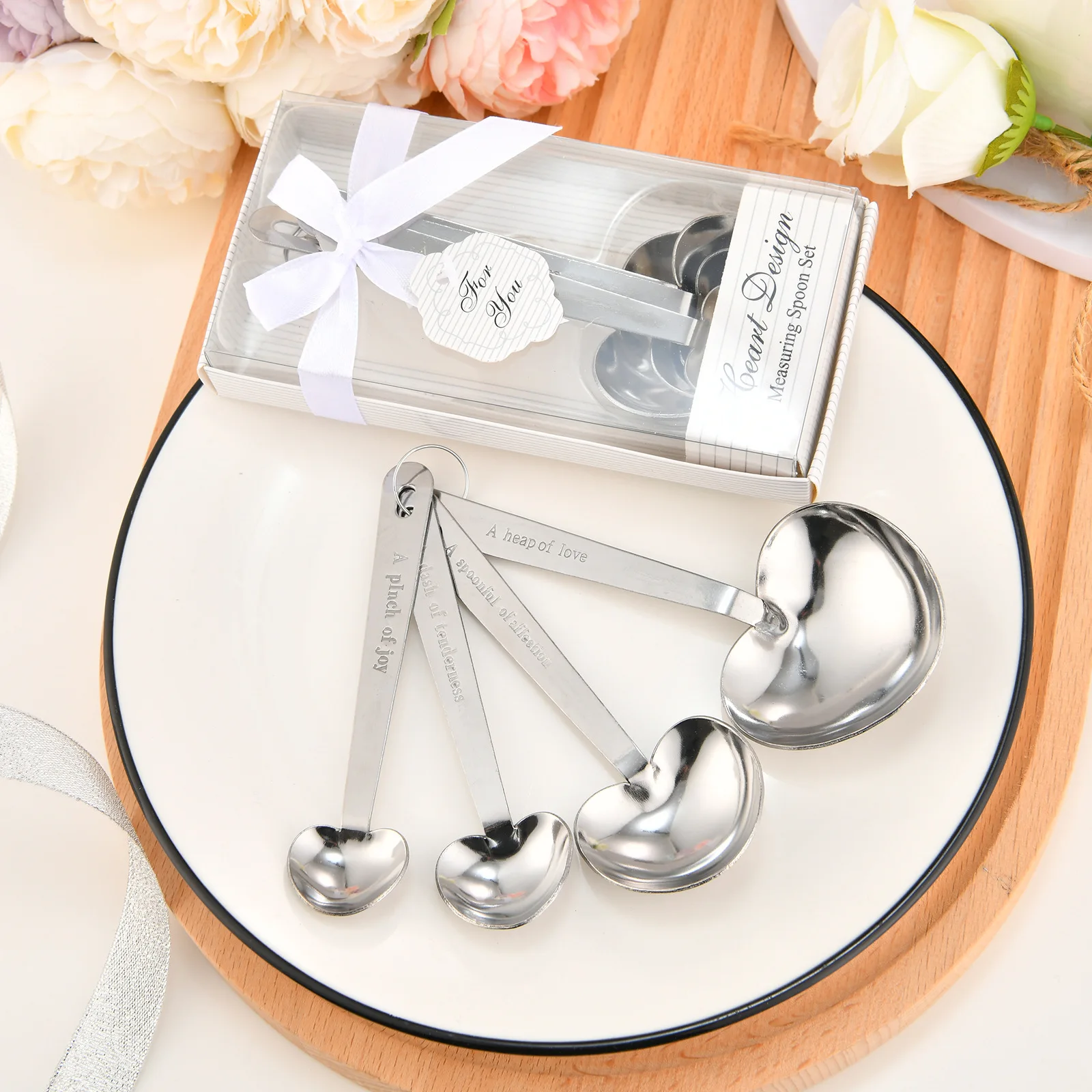 Love Heart Shape Design Measuring Spoons Set for Bridal Shower or ...