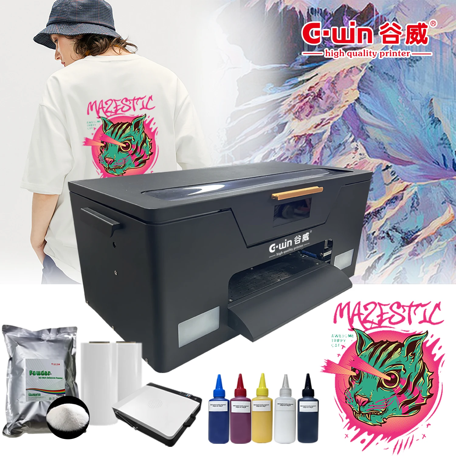 Gwin a3 dtf printer printing machine transfer dtf printers textile fabric printing machine on ...