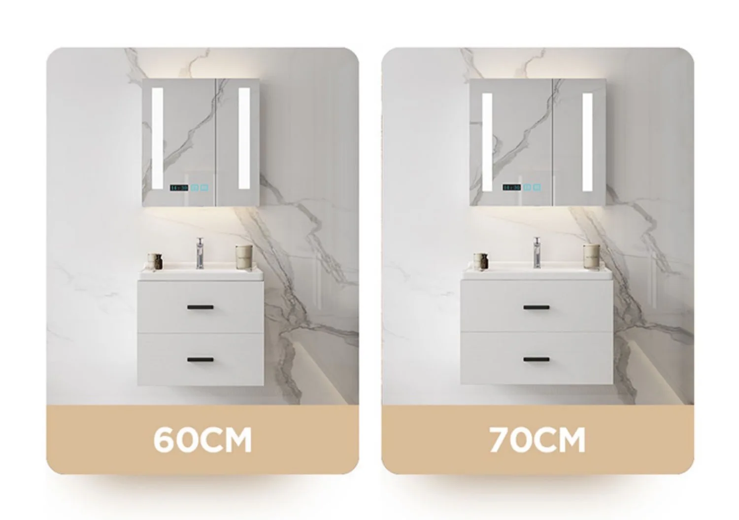 High Glossy White 120cm Wall Mounted Bathroom Vanity with Glass Basin ...