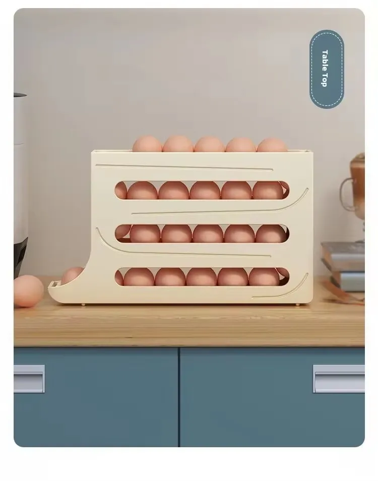 Egg Holders Dispenser - Automatic Rolling Egg Trays with 4 Tiers