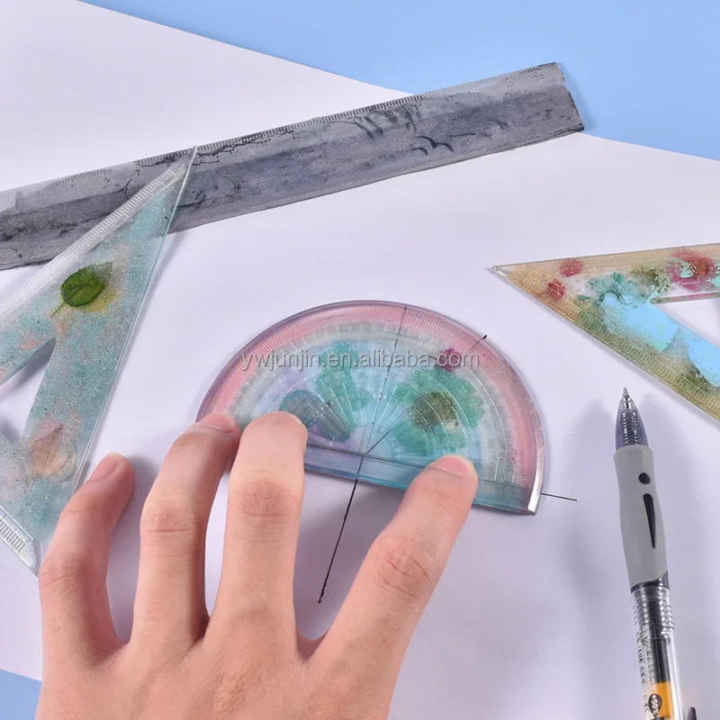 Ruler Epoxy Resin Silicone Mold Protractor Triangle Right Angle Ruler ...