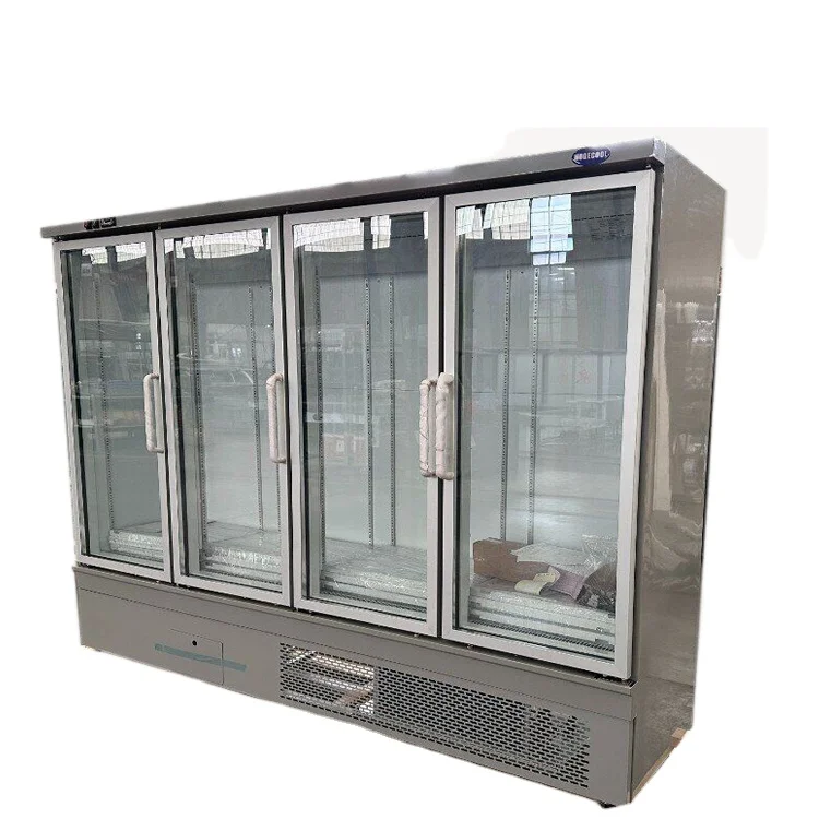 Upright glass door vertical display drink showcase chiller for store ...