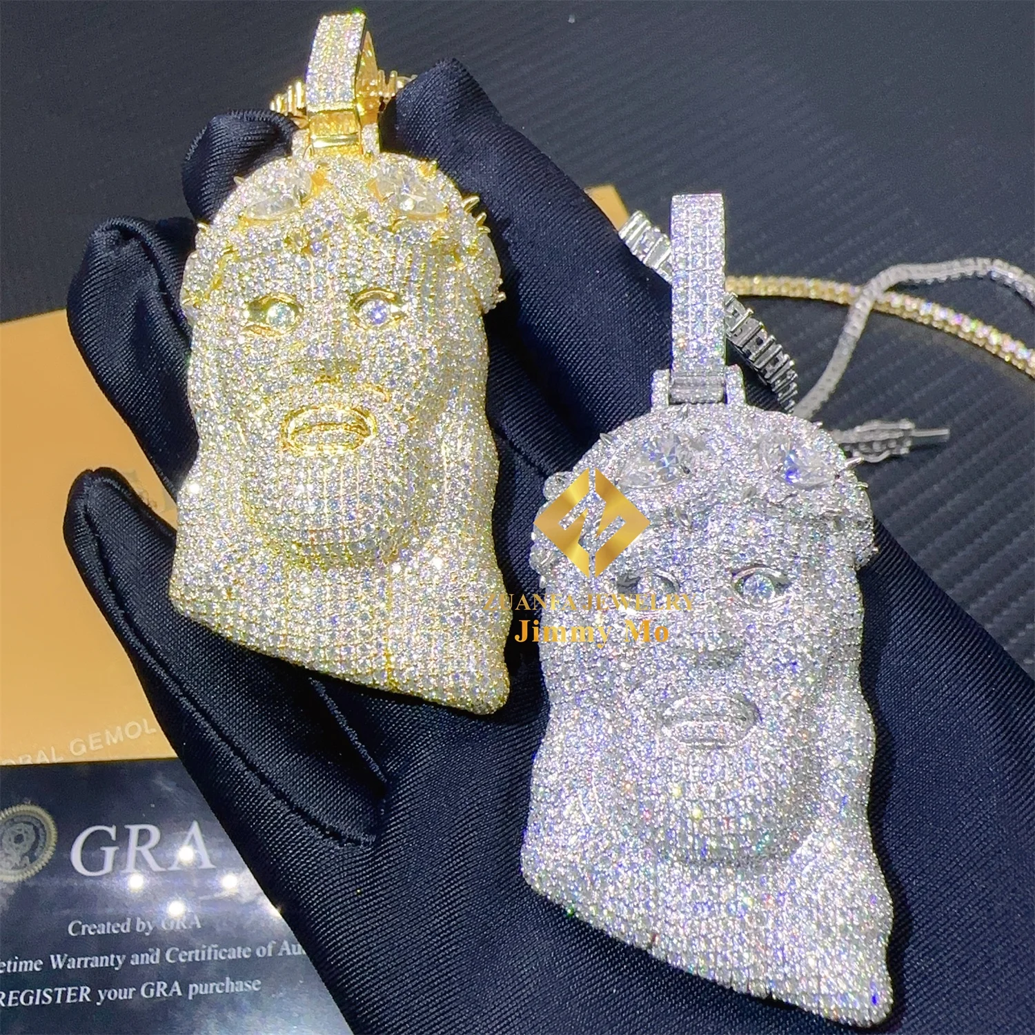 Iced Out Fire Sparkly Man Jewelry Hip Hop Pendant 925 Silver Yellow ...