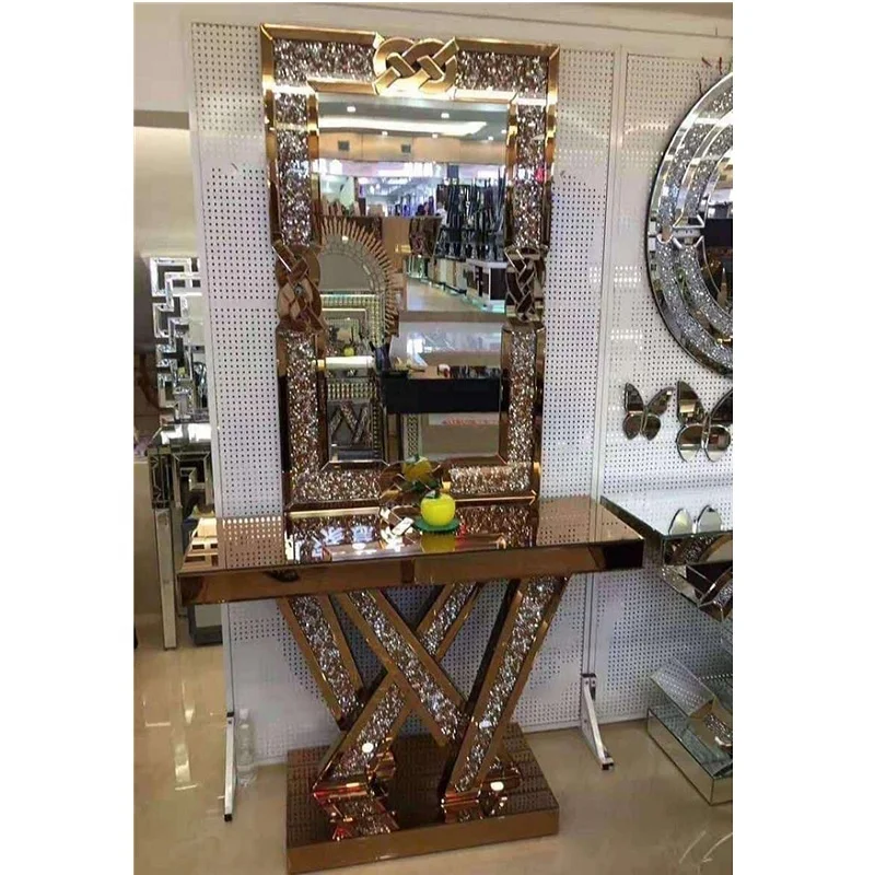 Modern Extendable Console Table With Mirrored Glass Living Room ...