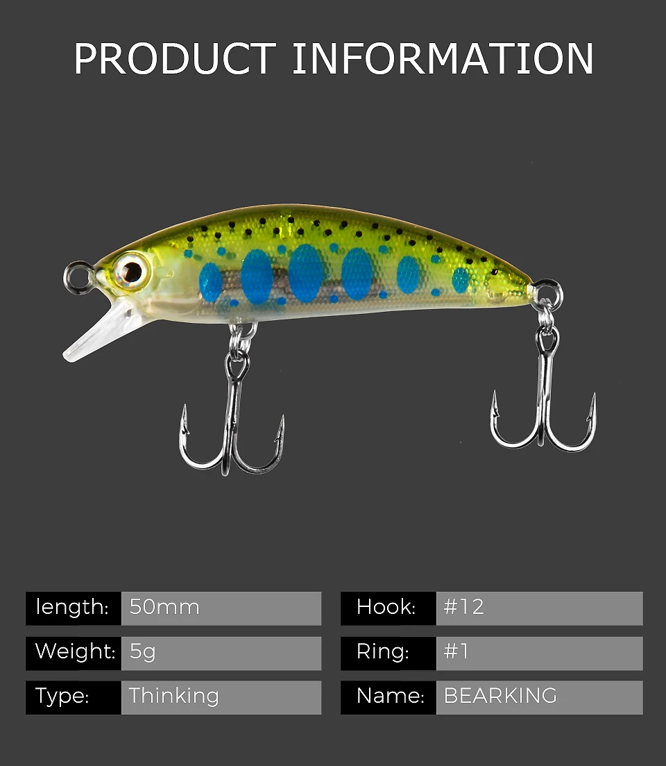 50mm 5g Sinking Hot Fishing Lure Trout Mini Minnow Wobbler Fishing Tackle Freshwater Crank ...