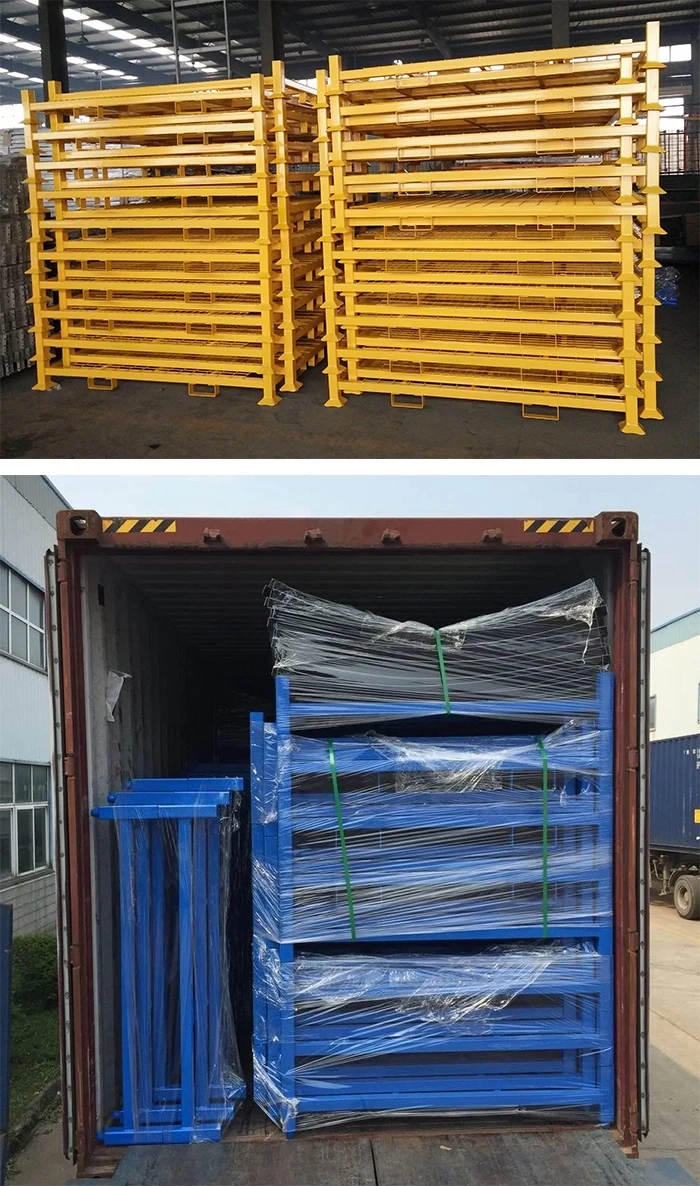 Folding Stacking Warehouse Storage Customized Metallic Powder Coating ...