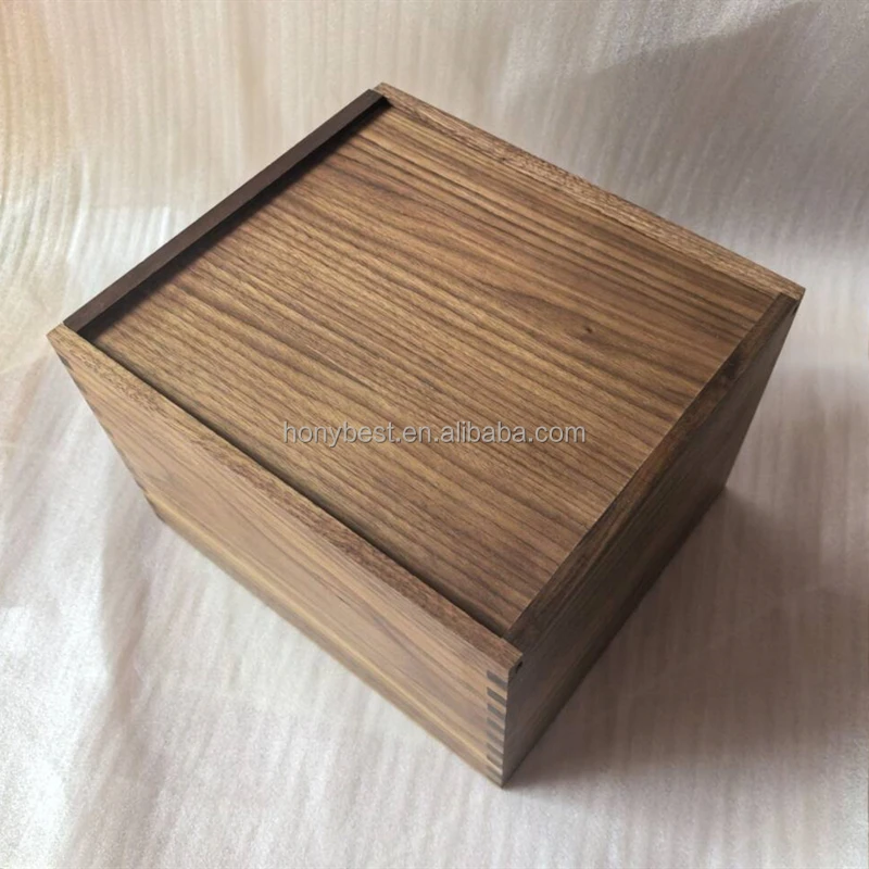 Natural Pine Solid Wood Sliding Glass Lid Keepsake Box