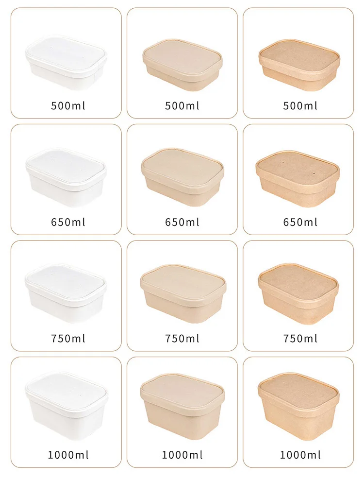 1000ml Rectangular Disposable Kraft Pulp Material Food Container Box ...