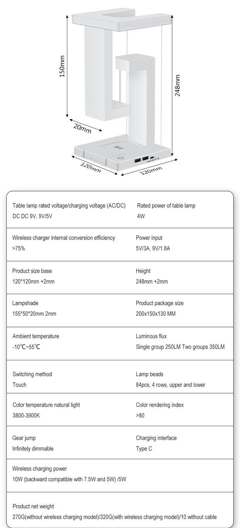 Smartphone Anti Gravity Wireless Charging Suspension Floating Led Table ...