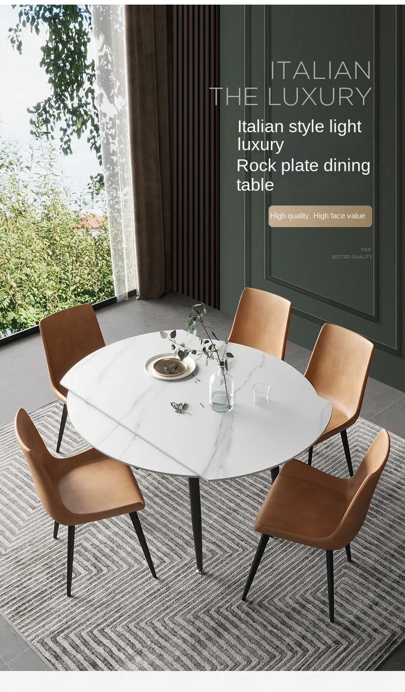 Retractable Stone Plate Dining Table Modern Light Luxury Small ...