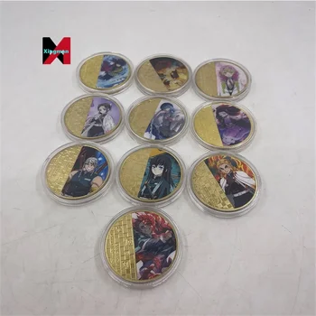 10 Types Anime Demoned Slayer Kimetsu No Yaiba Gold Plated Coin ...