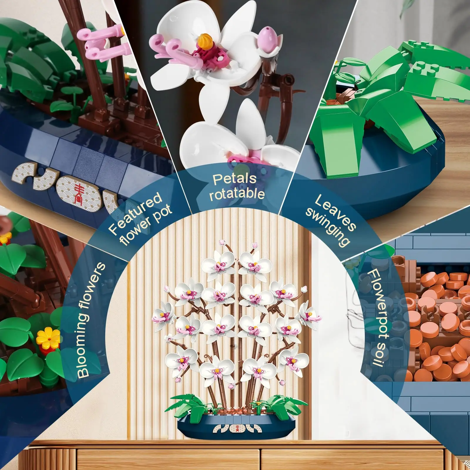 Butterfly Orchid Flowers Building Blocks Kit Diy Creative Botanical ...