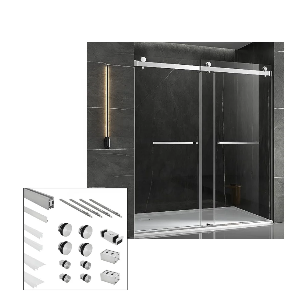 Sliding Kits soft close frameless door system for shower enclosure ...