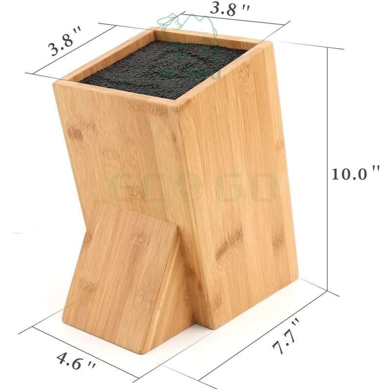 Classic Bamboo Knife Block With Bristles Bamboo Knife Stand Organizer ...