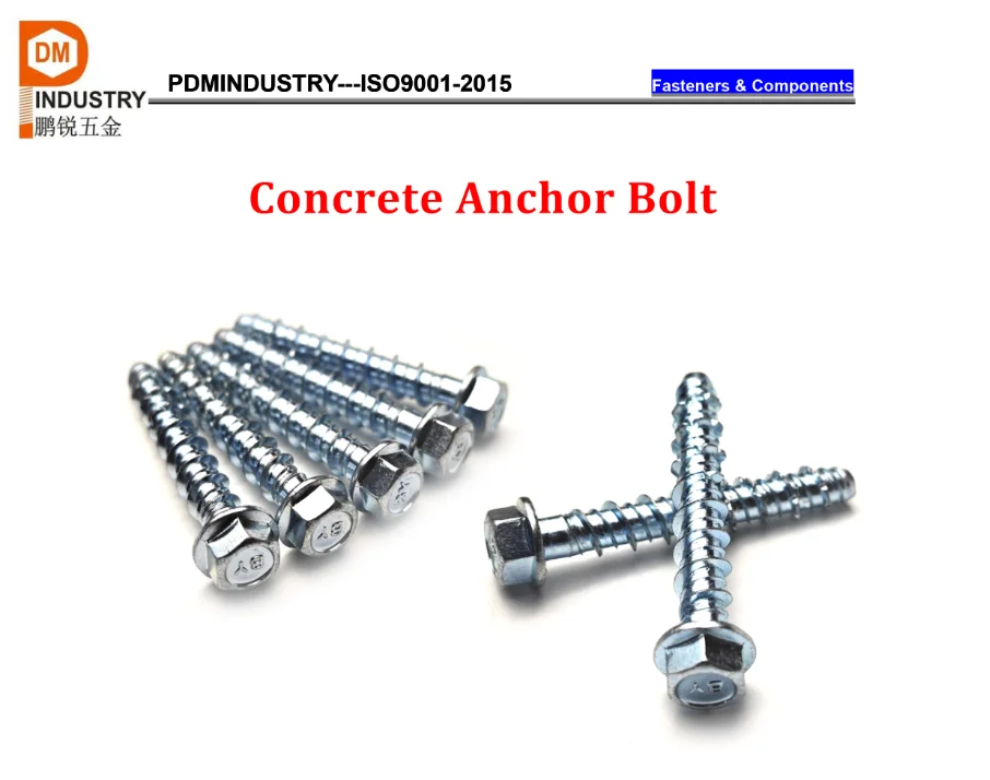 Din M6/m8/m10 Flange Concrete Screw Carbon Steel With Zinc Plated Hex ...