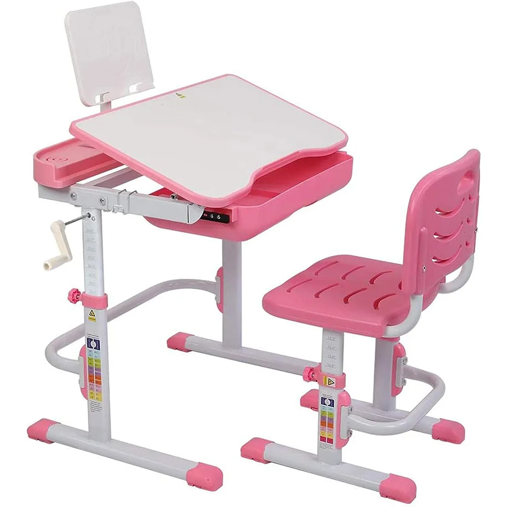 Child Study Table and Chair Set Kids Study Desk Chair Adjustable Height ...